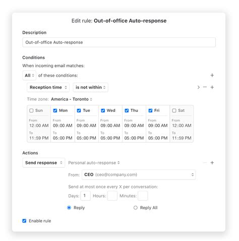 How To Set Up An Out Of Office Auto Response Within A Particular