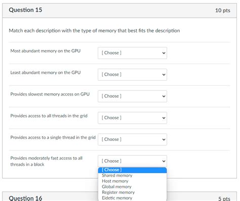 Solved Match Each Description With The Type Of Memory That Chegg Com