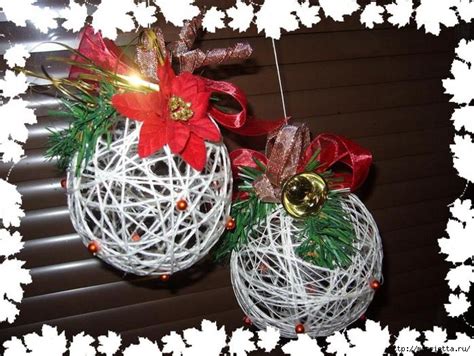 Делаем сами Новогодние шары паутинки из ниток Мастер класс