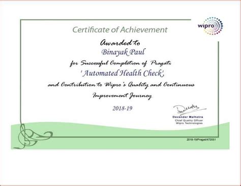 Binayak Paul On Linkedin Got Recognised By Wipro For Automating Server Health Check Using