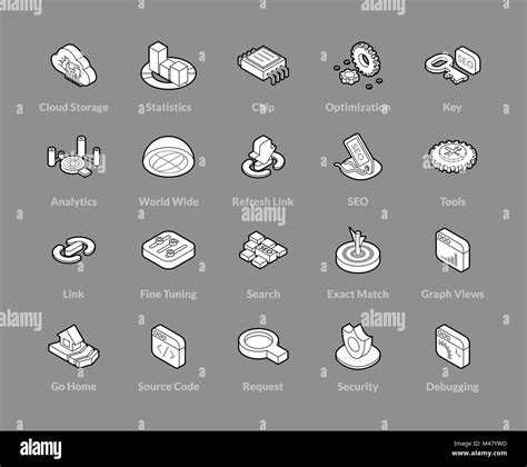 Isometric Outline Icons Set Stock Vector Image And Art Alamy
