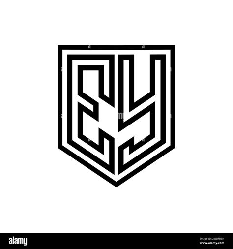 Ey Letter Logo Monogram Shield Geometric Line Inside Shield Isolated