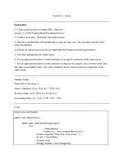 Exercise 1 Array Docx Exercise 1 Array Instruction 1 Create A Java Project In Eclipse IDE
