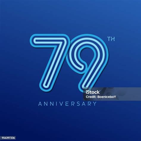 79 년 주년 기념 로고 블루 선 색 진한 파란색 배경에 축 하 초대 카드 인사말 카드에 대 한 벡터 디자인 격리와 기념일 로고 기념일에 대한 스톡 벡터 아트 및 기타