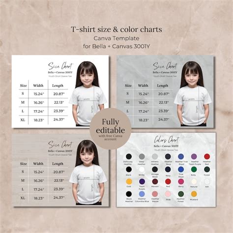 Size And Color Chart Printify Etsy