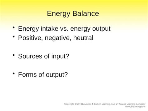 PPTX Energy Balance Energy Intake Vs Energy Output Positive Negative Neutral Sources Of