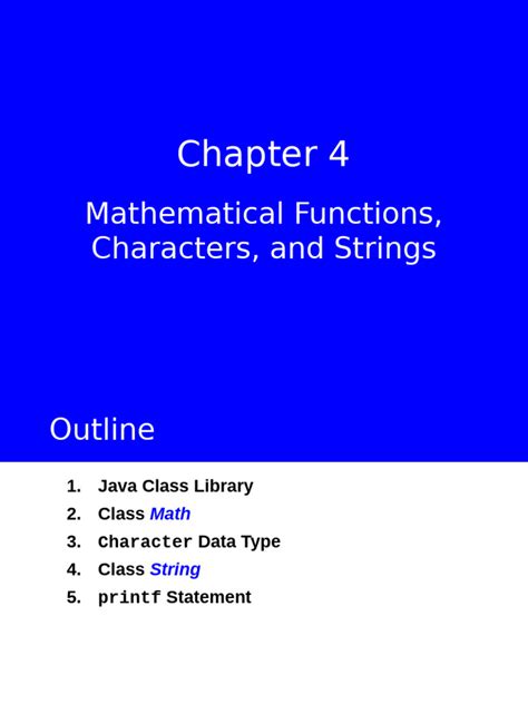 Cse215 Chapter 4 Math Functions Chars And Strings Pdf Java Programming Language Rounding