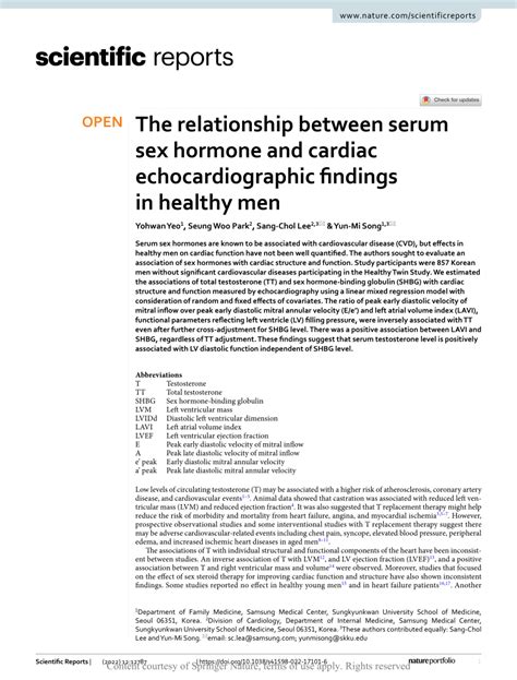 PDF The Relationship Between Serum Sex Hormone And Cardiac Echocardiographic Findings In