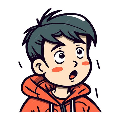 Premium Vector Surprised Boy In A Red Jacket Vector Illustration On