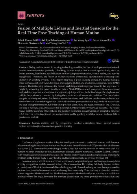 pdf real time pose tracking of human motion sensors article fusion