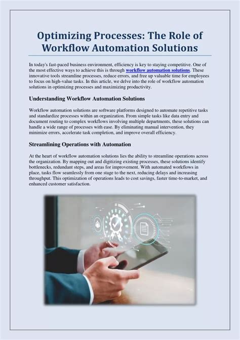 Ppt Optimizing Processes The Role Of Workflow Automation Solutions Powerpoint Presentation