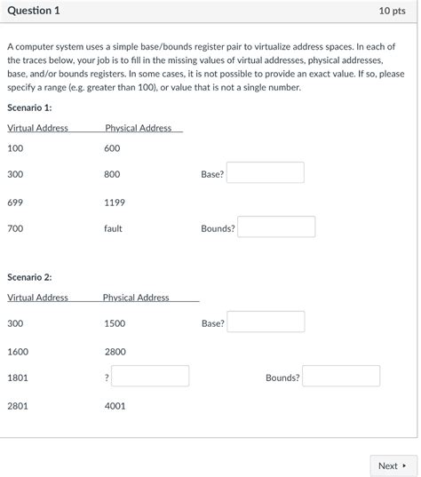 Solved A Computer System Uses A Simple Basebounds Register