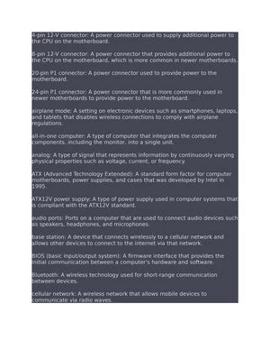 Assignment 2 Chapter 2 CIS 190 Systems Hardware Concepts Assignment 2 University Of The