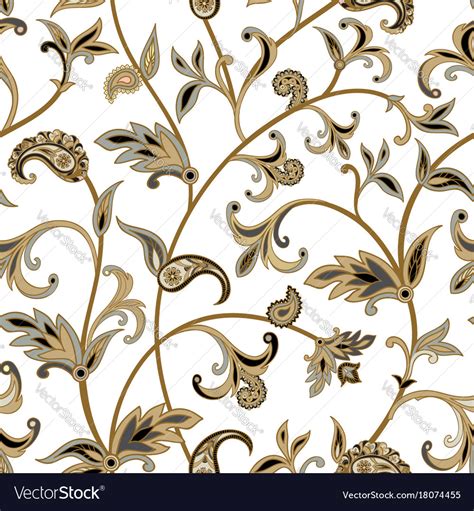 Floral Tiled Pattern Flourish Oriental Background Vector Image
