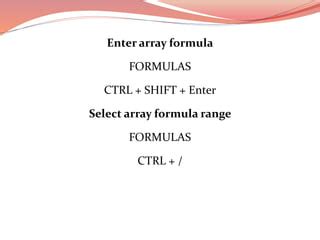 Keyboard Shortcuts In Ms Excel PPT