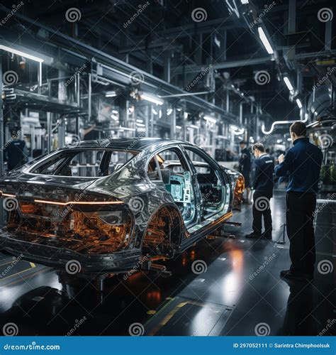 Car Factory Digitalization Industry 40 Concept Automated Robot Arm Assembly Line Manufacturing