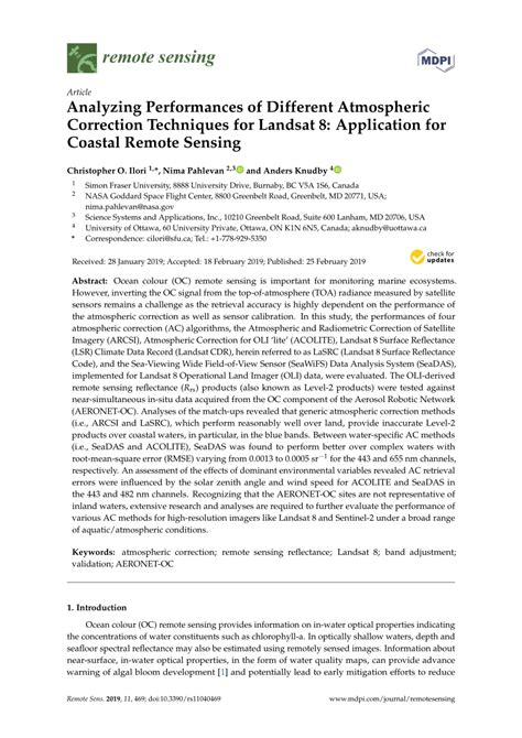 Pdf Analyzing Performances Of Different Atmospheric Correction