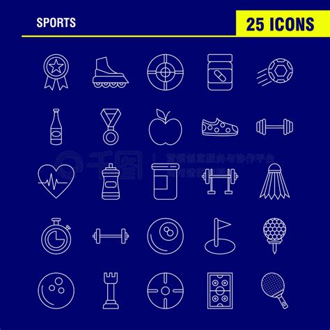 Ui免抠元素 用于web，打印和移动ux Ui套件的sports Line图标如：登机，滑板，滑冰，运动，射击，投篮板，运动，象形图包 矢量 素材免费下载 1500像素 Eps格式 编号