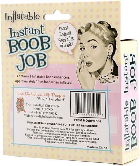 Inflatable Instant Boob Job Funny Retro Packaging Boobie Joke