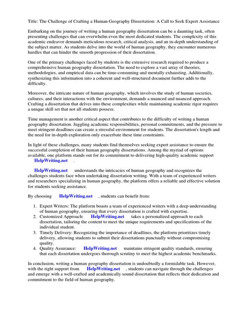 Human Geography Dissertation Examples Pdf Geography Thesis