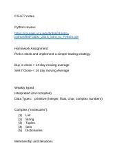 Data Science Lecture 1 Docx CS 677 Notes Python Review Https