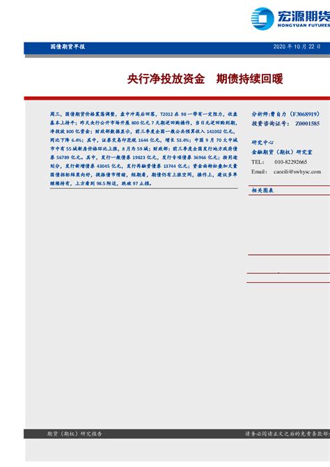国债期货早报：央行净投放资金 期债持续回暖