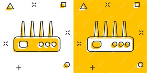 만화 스타일의 Wifi 라우터 아이콘 격리 된 흰색 배경에 광대역 만화 벡터 일러스트 레이 션 인터넷 연결 시작 효과 비즈니스