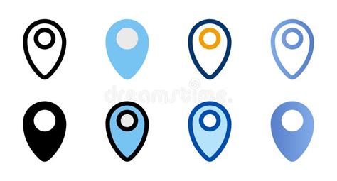 Pin Icons In Different Style Pin Icons Different Style Icons Set