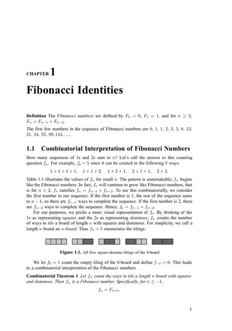 Fibonacci Identities Chapter Proofs That Really Count