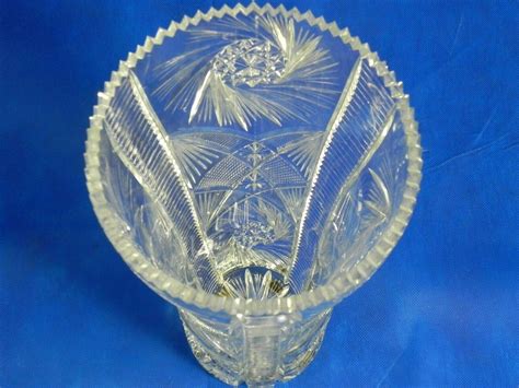 Antique Turkish Signed Yasemin Hand Cut Glass Crystal Large Vase 12
