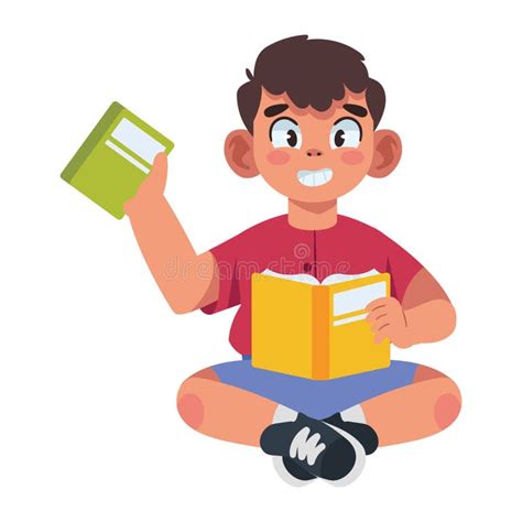 Reader Boy On Book Stock Vector Illustration Of Happy 319635896