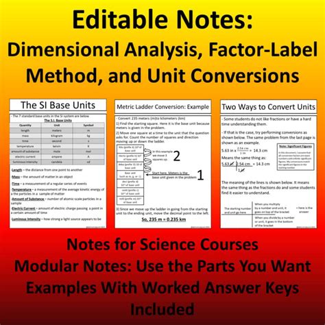 Editable Dimensional Analysis Unit Conversions And Factor Label