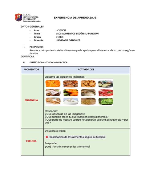 S1 Los Alimentos Según Su Función Pdf