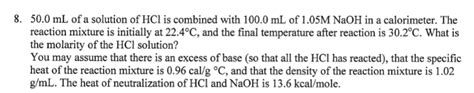 Solved ML Of A Solution Of HCl Is Combined With Chegg