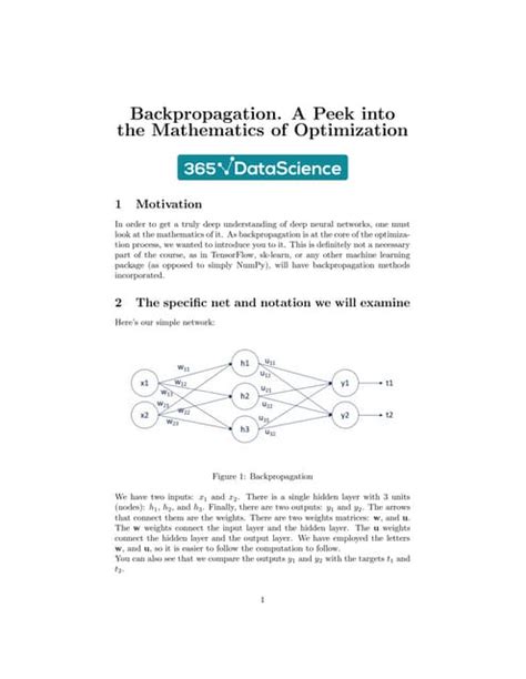 backpropagation a peek into the mathematics of optimization pdf