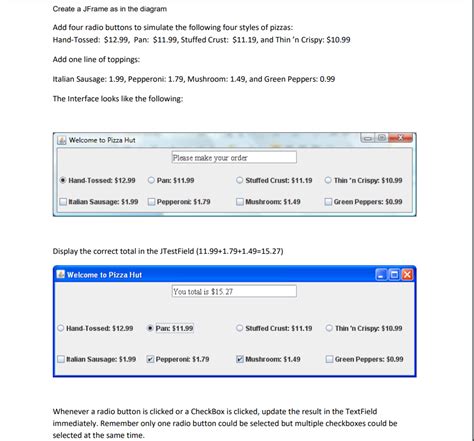 Solved Create A Jframe As In The Diagram Add Four Radio