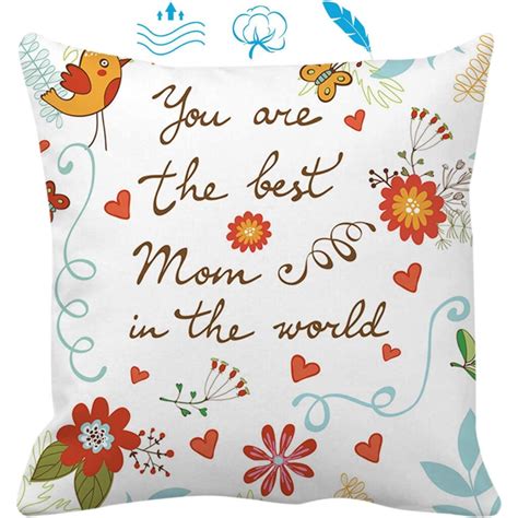 Комплект от 4 декоративни калъфки за Деня на майката с весели щампи на цветя пеперуди 45 х 45