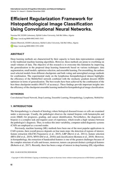 Pdf Efficient Regularization Framework For Histopathological Image
