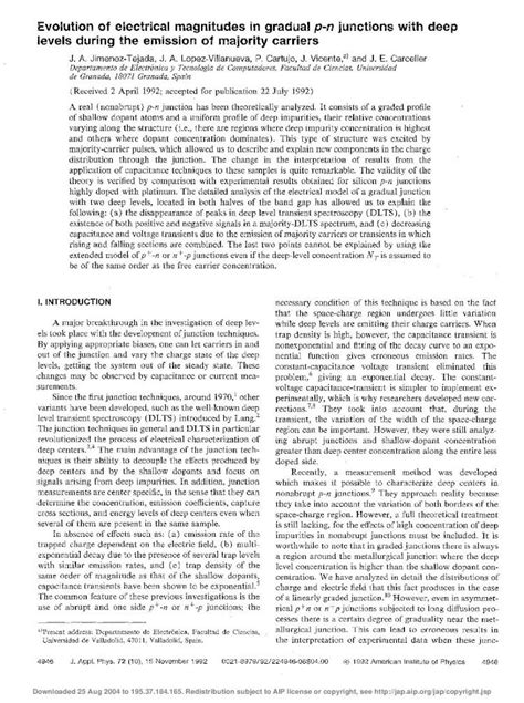 pdf evolution of electrical magnitudes in gradual p n junctions hera ugr es doi 15026917