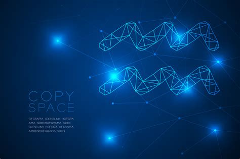 물병자리 조디악 로그인 와이어 프레임 다각형 프레임 구조 포춘 텔러 컨셉 디자인 그림 복사 공간 벡터 Eps 10 블루 그라데이션 배경에 고립 기하에 대한 스톡 벡터 아트