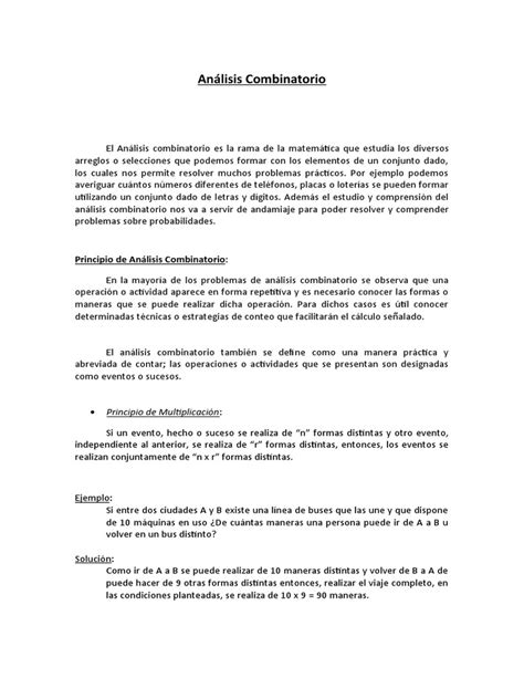 análisis combinatorio pdf combinatoria conjunto matemáticas