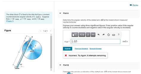 Solved Review Part A The Slider Block C Is Fixed To The Disk Chegg Com