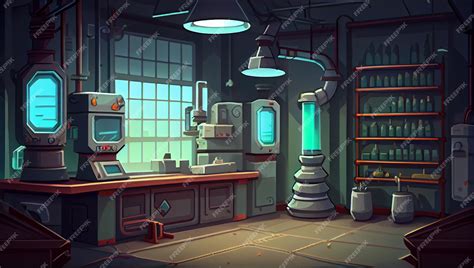 Premium Photo Laboratory 2d Background Environment For A Mobile Game A High Quality Horizontal