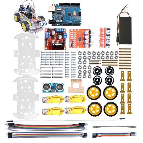 4 Wheels Ultrasonic Smart Robot Car Chassis Tracking Car Kit For Arduino Development Kits Car