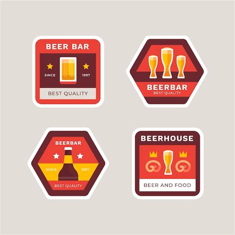 Free Vector Hand Drawn Beer Bar Label Collection