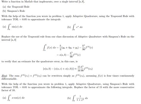 Solved Write A Function In Matlab That Implements Over A