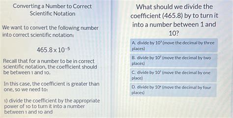 solved converting a number to correct what should we divide the