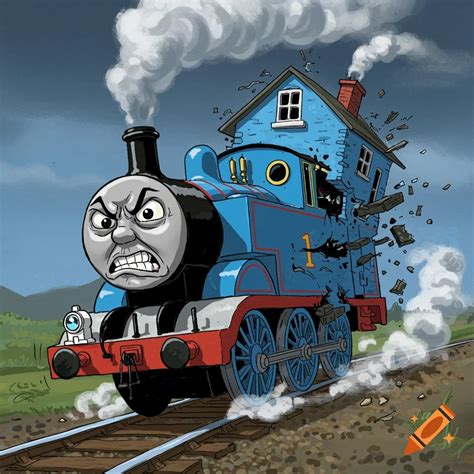 Angry Thomas The Tank Engine Transforming Into A Blue House