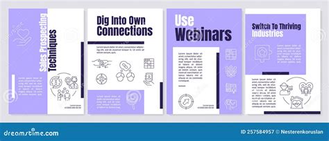 Techniques Of Sales Prospecting Purple Brochure Template Stock Vector Illustration Of