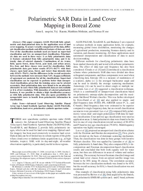 Pdf Polarimetric Sar Data In Land Cover Mapping In Boreal Zone